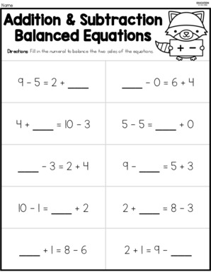 Balancing Equations – Mixed Addition and Subtraction (1) - Education to ...