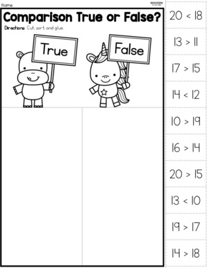 Comparing Numbers True or False - Education to the Core Premium