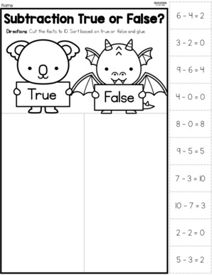Subtraction True or False - Education to the Core Premium