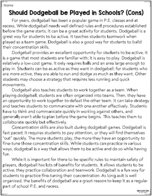 Debate Passage – Dodgeball in School - Education to the Core Premium