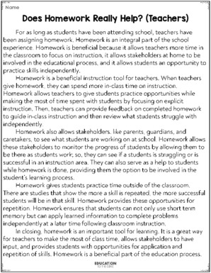 Debate Passage – Homework - Education to the Core Premium