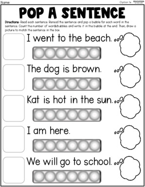 Pop Its Centers – Words in Sentences - Education to the Core Premium