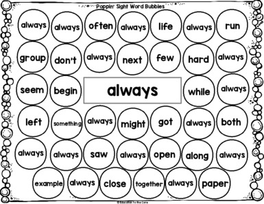 Poppin Sight Words – always - Education to the Core Premium