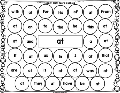 Poppin Sight Words – at - Education to the Core Premium