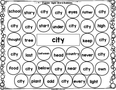 Poppin Sight Words – city - Education to the Core Premium