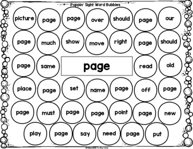 Poppin Sight Words – page - Education to the Core Premium