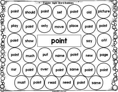 Poppin Sight Words – point - Education to the Core Premium